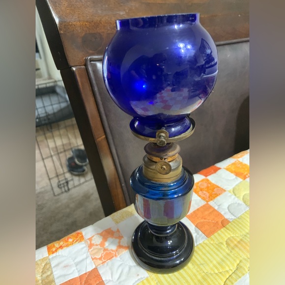 Vintage | Accents | Vintage Cobalt Blue Glass Oil Lamp | Poshmark